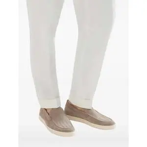 Brunello Cucinelli Suede Chevron Pattern Loafers - Brown