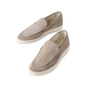 Brunello Cucinelli Suede Chevron Pattern Loafers - Brown