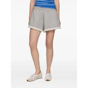 GANNI Grey Marl Jersey Shorts With Lace Trim