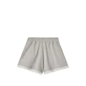 GANNI Grey Marl Jersey Shorts With Lace Trim