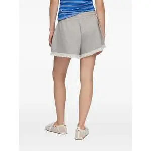 GANNI Grey Marl Jersey Shorts With Lace Trim