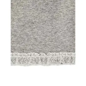 GANNI Grey Marl Jersey Shorts With Lace Trim