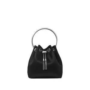 JIMMY CHOO Satin Bucket Bag - Black