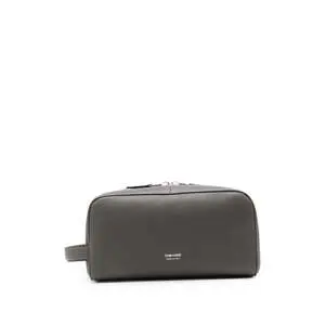 TOM FORD Grey Leather Wash Bag - Gray