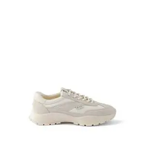 Prada Suede And Mesh Panel Sneakers - Cream
