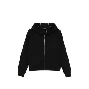 Max Mara S MAX MARA Zip-Up Hoodie With Rear Logo Embroidery Black