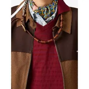 Miu Miu Bomber Jacket With Gingham Check Detail - Brown