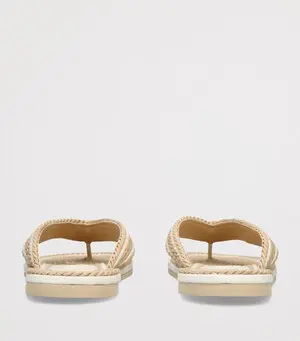 Chloé Raffia Logo Thong Sandals