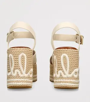 Chloé Leather Sand Wedge Espadrilles 105