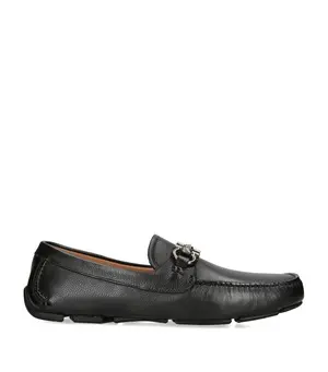 FERRAGAMO Leather Parigi Driving Shoes - Black