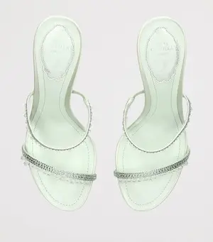 Rene Caovilla Leather Embellished Mule - Green