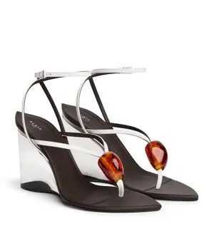 Alaïa Leather Invisible Jewel Wedge Sandals 90
