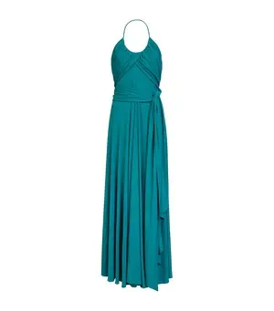 Alaïa Jersey Draped Maxi Dress - Blue