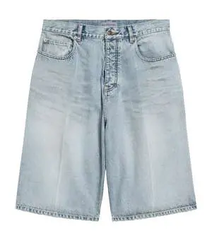 Balenciaga Stay Press Denim Shorts - Blue