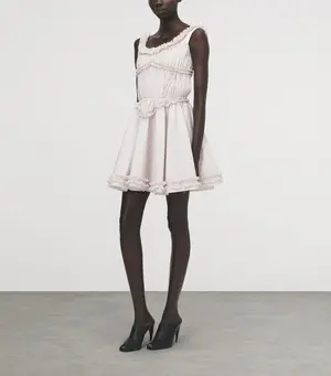 Alexander McQueen Pinstripe Cotton Ruffled Mini Dress