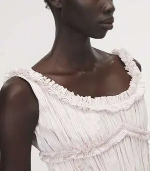 Alexander McQueen Pinstripe Cotton Ruffled Mini Dress