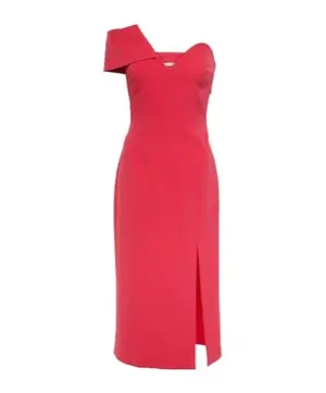 SAFIYAA LONDON Opal Off-shoulder Crepe Midi Dress - Red