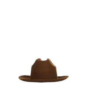LARDINI Pinched Crown Felted Fedora Hat - Brown