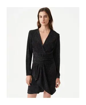 IRO PARIS Upwood Long-sleeved Crossover Collar Dress