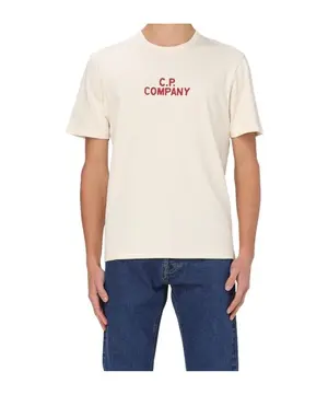 C.P. COMPANY Logo-printed Crewneck T-shirt - Beige