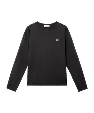 Stone Island Logo-patch Cotton Sweatshirt - Black