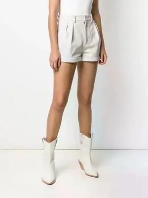 Isabel Marant Étoile Fabot Pleated Leather & Cotton Shorts