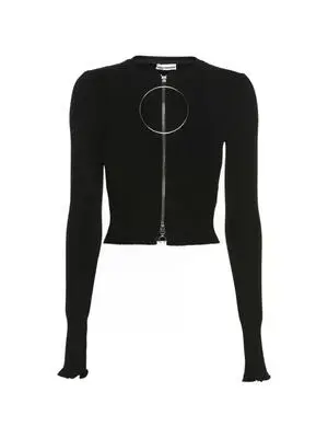 Rabanne Cropped Zip-up Cardigan - Black