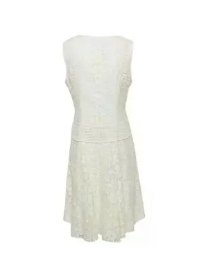 Diane Von Furstenberg White Lace V-neck Sleeveless Mini Dress