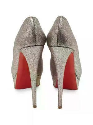 CHRISTIAN LOUBOUTIN Lady Peep Heeled Pumps - Silver