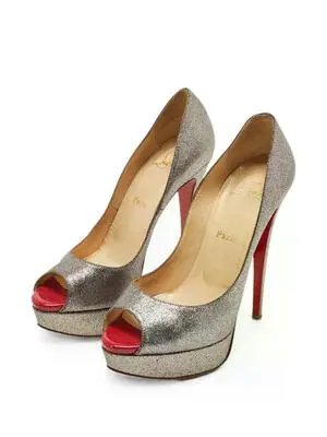 CHRISTIAN LOUBOUTIN Lady Peep Heeled Pumps - Silver