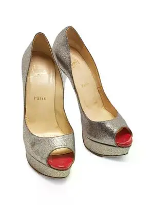 CHRISTIAN LOUBOUTIN Lady Peep Heeled Pumps - Silver