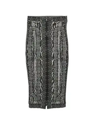 Herve Leger Patterned Pencil Skirt - Black