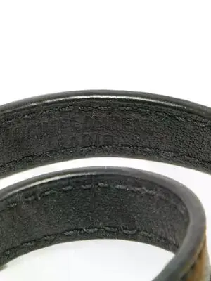 Saint Laurent Opyum Wrap Bracelet In Leather With Gold-tone Cassandre Logo
