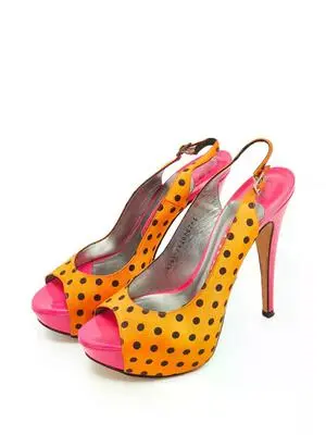 GINA Polka-dot Satin Heeled Sandals