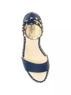 Valentino Garavani Rockstud Leather Wedge Sandals