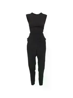 Alexander McQueen Cape Sleeve Crepe Jumpsuit - Black