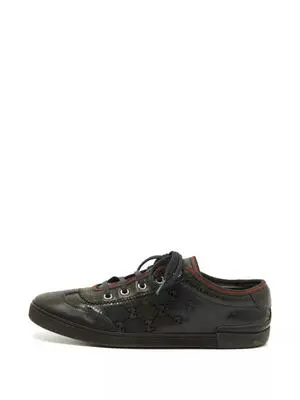 Gucci Gg Embossed Web Detail Lace Up Sneakers - Black
