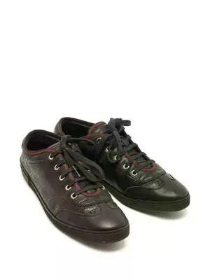 Gucci Gg Embossed Web Detail Lace Up Sneakers