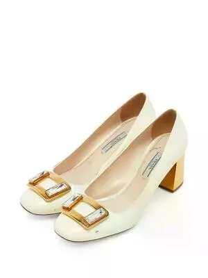 Prada Crystal-embellished Patent Leather Pumps
