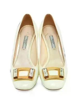 Prada Crystal-embellished Patent Leather Pumps