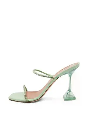 Amina Muaddi Gilda Glass Crystal-embellished Heeled Sandals - Green