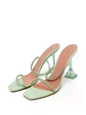 Amina Muaddi Gilda Glass Crystal-embellished Heeled Sandals - Green