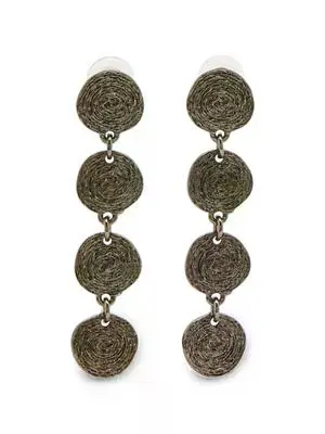 Oscar De La Renta Dark Textured Drop Earrings - Grey