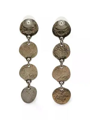 Oscar De La Renta Dark Textured Drop Earrings