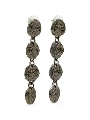 Oscar De La Renta Dark Textured Drop Earrings