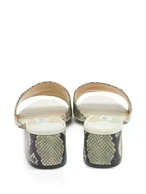 JIMMY CHOO Nanda Python-embossed Leather Slide Sandals With Gold-tone Jc Logo