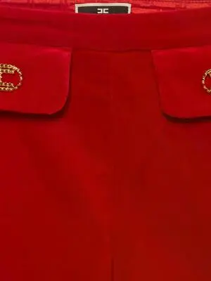 Elisabetta Franchi Velvet High-waisted Flared Trousers