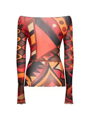 Emilio Pucci Vivara Print Tulle Top