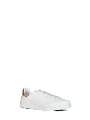 Burberry White Smooth Leather Set Sneakers With Check Insert