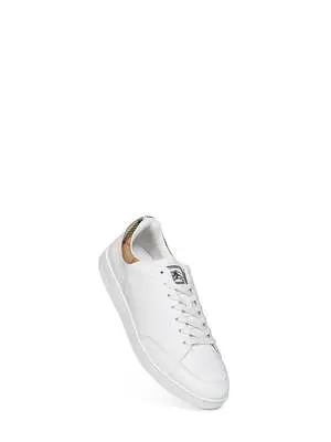 Burberry White Smooth Leather Set Sneakers With Check Insert
